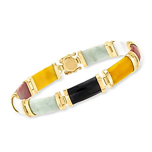 Ross-Simons Good Fortune Jade Bracelet in 18kt Gold Over Sterling