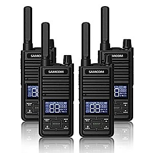 Samcom 2022 New Model T2 GMRS Walkie Talkies for Adults with USB Type-C Rechargeable Two Way Radio with VOX Clear Call Quality for Camping Hiking (4 Pack, Black)