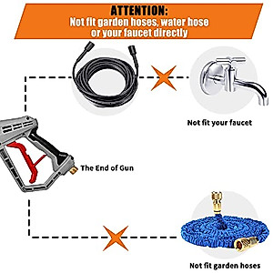 WXMECH Pressure Washer Gun with Extension Wand Replacement 5000 PSI High Power Washer Gun 39 Inch Adjustable Length with M22 14mm or M22 15mm Fitting 5 Nozzle Tips with Nozzle Holder (Grey)