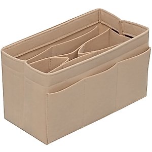 DailyPlus Purse Organizer Insert - Felt Bag Organizer for Tote Purse Bag with 14 Pockets - Beige Medium