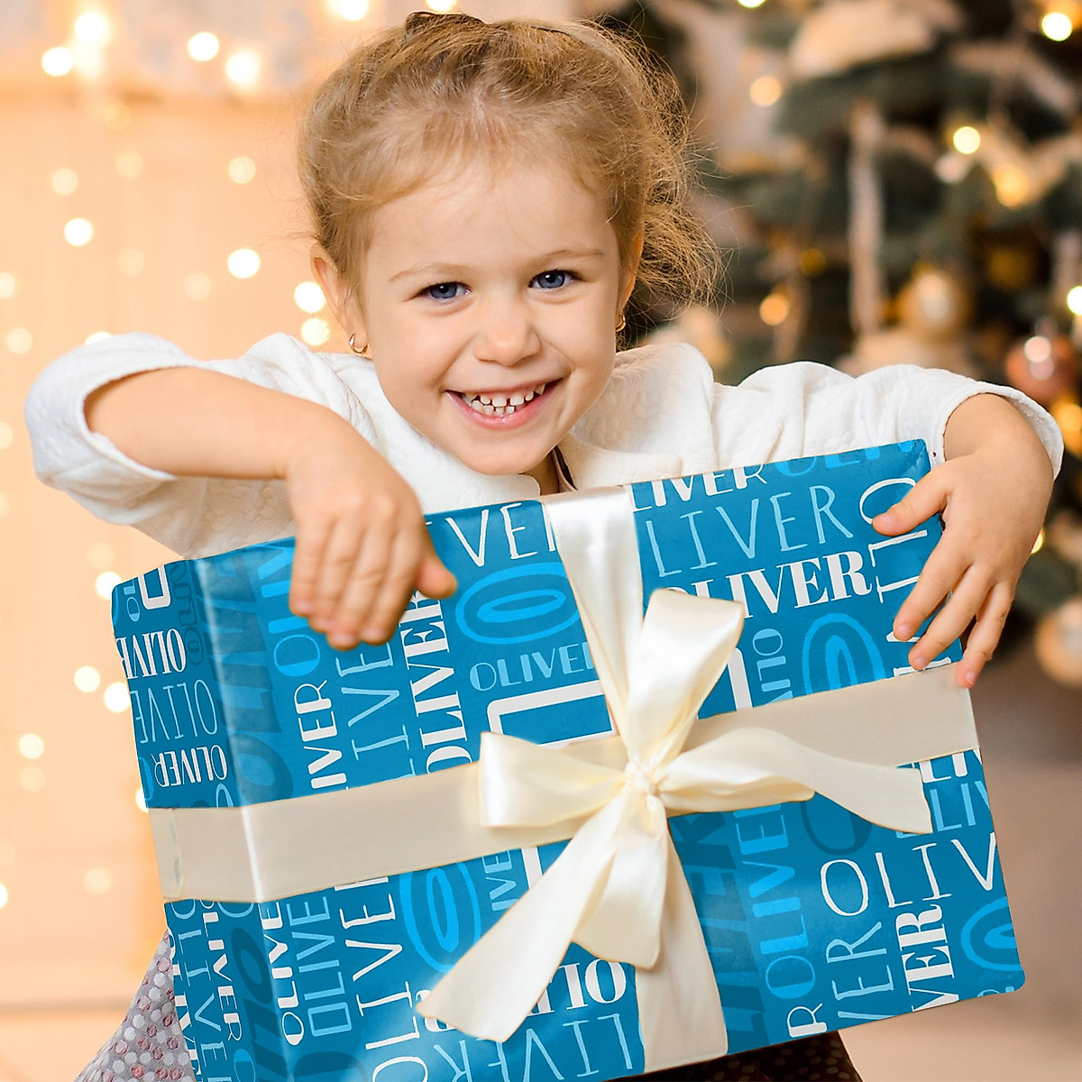 YESCUSTOM Personalized Name Wrapping Paper, 58"x23" Custom Christmas Wrapping Paper Rolls with Name, Christmas Gift Wrap for Him Her Boys Girls Mom Dad