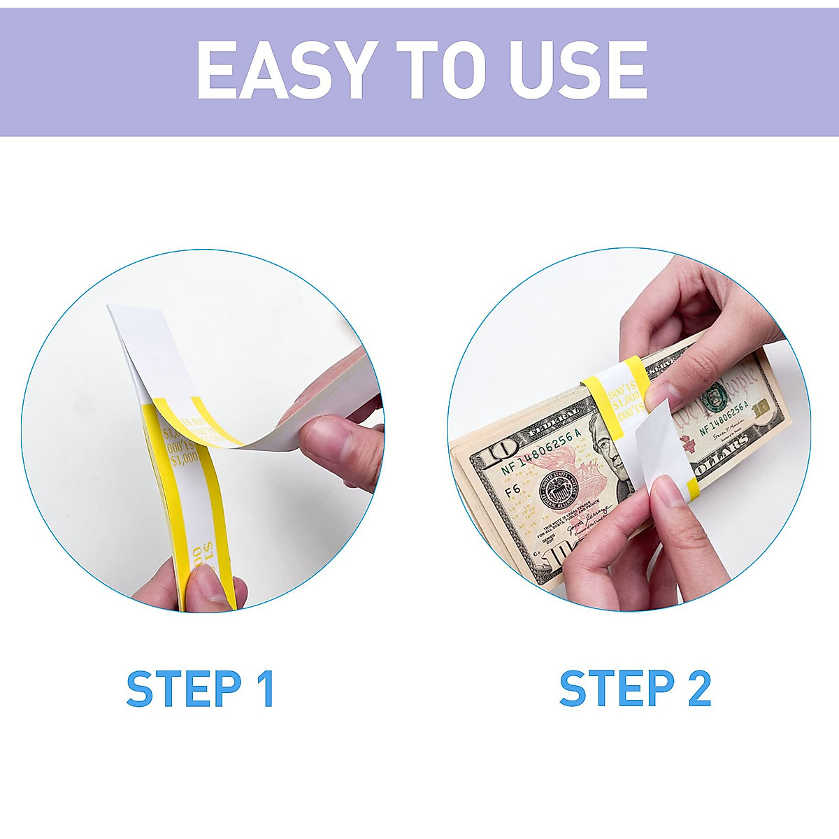 NUCOUN Pack of 400 Currency Band Bundles,Self-Adhesive,Money Bands for Cash,Bills Currency Straps,Organizer Dollar