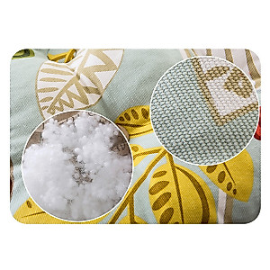 EONSHINE Luxury Square Polyester Filled Indoor Outdoor Chair Pad Cushion for Home Office Dinning Chair, Set of 1 (16 by 16 inches, 100% Cotton Canvas Fabric) (Leaf)