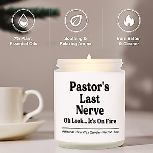 Craftique Funny Pastor Appreciation Gifts, Pastor Gifts for Men Women- Handmade Scented Candle- Birthday Retirement Ordination Christmas Gifts for Pastor, Gift for Pastor Appreciation Day, 7oz