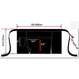 JEQUE 3 Pack Kitchen Restaurant Waist Aprons with 3 Large Pockets for Women Men,Half Short Apron for Server Waiter Waitress,Black