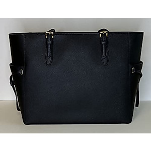 Michael Kors MICHAEL Michel Kors Gilly Large Drawstring Travel Tote bundled with Double Zip Wristlet Purse Hook (Black)