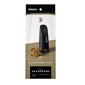 D'Addario H-Ligature & Cap, Tenor Sax for Hard Rubber Mouthpieces, Gold-plated