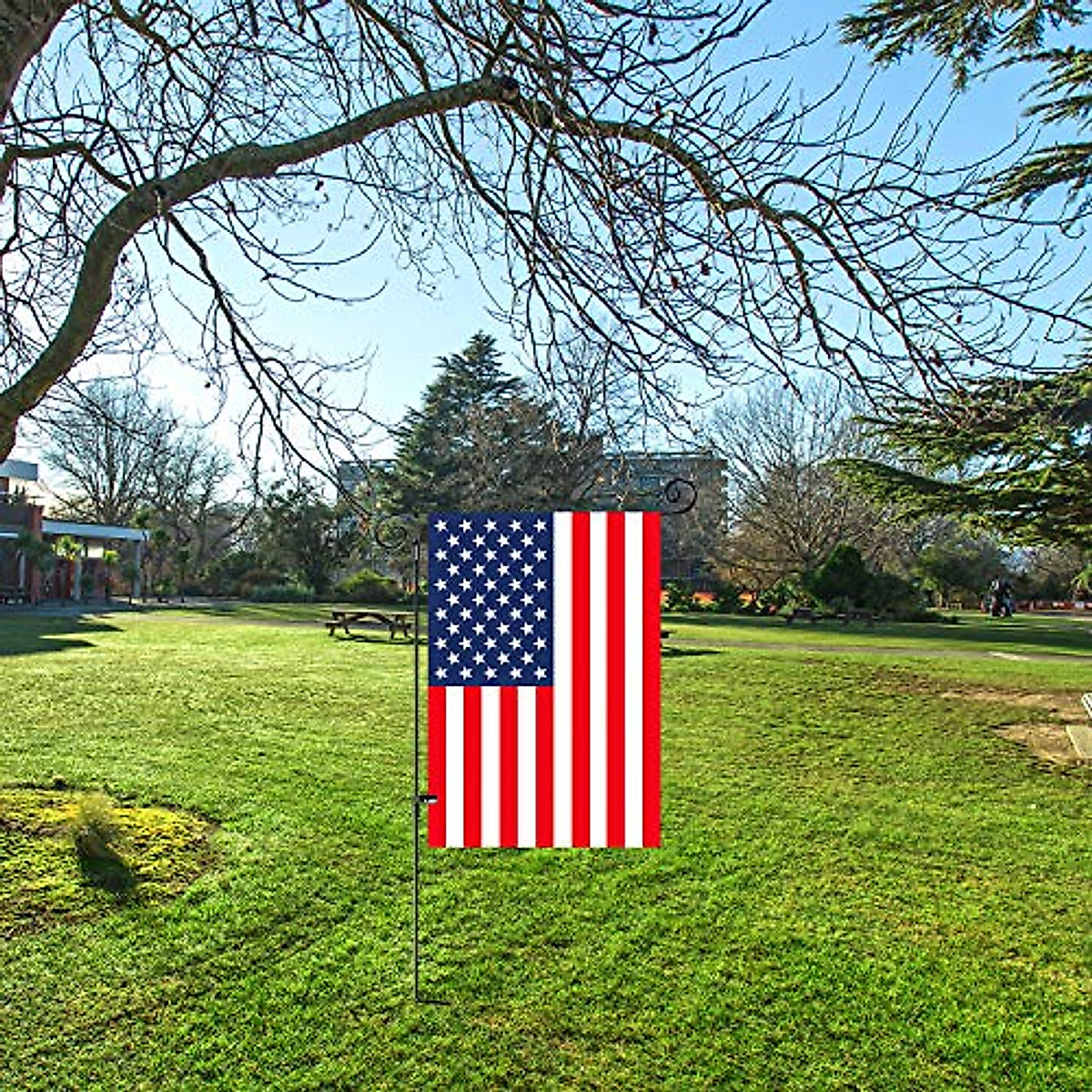 Garden Flag Stand, Yard Flag Holder,Garden Flag Hanger,Banner Pole with one Tiger Clip,Fall Decor for Outdoor Garden Lawn