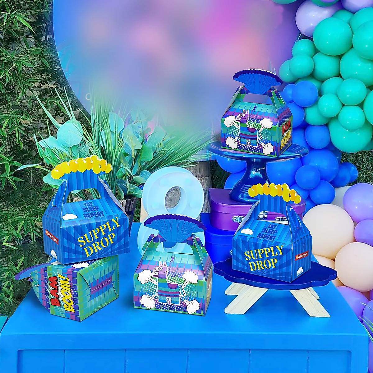 Haxpacal 16 Pcs Video Game Llama Goodie Bags Party Boxes for Battle Gamers Birthday Party Supplies Decorations Favors