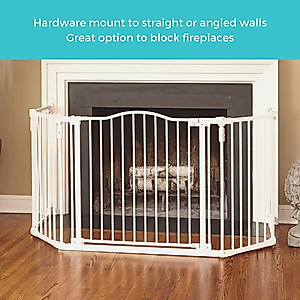 Toddleroo by North States 72” wide Deluxe Décor Baby Gate: Sturdy safety gate with one hand operation. Extra wide baby gate. Hardware Mount. Fits 38.3 - 72” Wide. (30" Tall, Warm White)