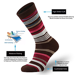 ONKE Merino Wool Cushion Crew Socks for Women Ladies Colorful Casual Dress Outdoor Trail Hiking Hike All Seasons Medium Warm(Multicolor9)