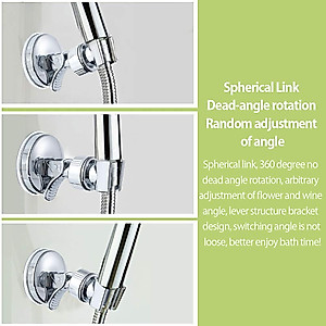 Adjustable Shower Head Holder Bathroom Chrome Wall Mount Strong Suction Handheld Universal Wall Mounted Bracket, No Drilling Required