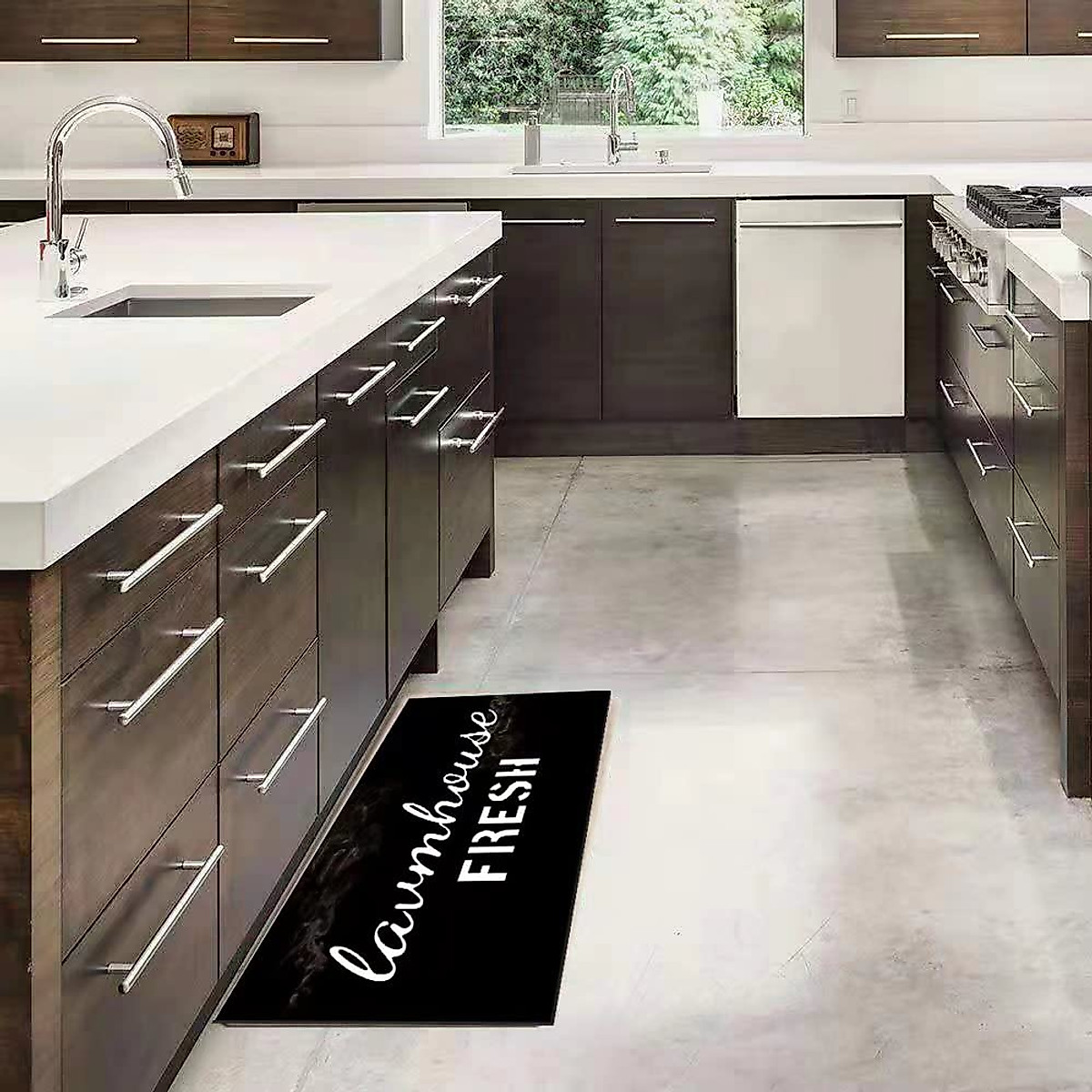 J&V TEXTILES Kitchen Floor Mats for in Front of Sink Kitchen Rugs and Mats Non-Skid Polyester Kitchen Mat Standing Mat (Eat Laugh Love)