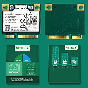 NETELY Wireless-AC 8265HMW 1200Mbps Mini-PCIE Interface WiFi Adapter with Bluetooth 4.2 for Laptop PCs, Intel Wireless-AC 8265D2W, 2.4GHz 300Mbps & 5GHz 867Mbps WiFi Card (Wireless-AC 8265HMW)