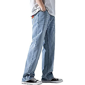 PARVENZA Men's Regular Jeans Classic Denim Pants Straight Trousers (DY05,3XL)