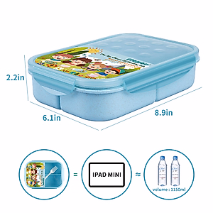 Itopor® Lunch Box,Ideal Leak-Proof Bento Box for Kids & Adults,Natural Wheat Fiber Material,Mom's Eco-Friendly Choice,Kids Lunch Box No BPA & Dyes,Healthy Food-Safe Lunch Container for Family(Blue)