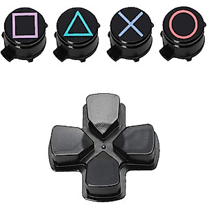 Yosikr Thumbsticks Joystick for Playstation 4 PS4 Controller with Cross Screwdriver + L2 R2 L1 R1 Trigger Replacement Parts + ABXY Bullet Buttons + D-pad + Small Spring (Balck,Red,Blue)