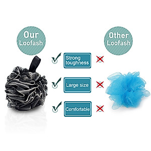 4 Packs Bath Loofahs-Eco-Friendly Carbonized Bamboo Bath Shower Sponge Mesh Pouf Loofahs Shower Ball Loofahs Bath Sponge-Exfoliate,Cleanse,Soothe Skin(60g/pcs)