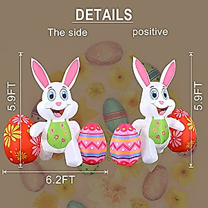 Easter Inflatable Bunny Outdoor Decorations 6FT Blow Up Rabbit with Eggs Decor Build-in LEDs for Yard Garden Lawn Indoors Outdoors Home Holiday Parties
