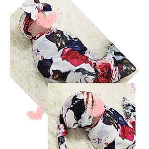 SUFEINI 4 in 1 Swaddle Blanket Set 32×32 inch Girl Boy Unisex Neutral Vintage Monthly Picture Blanket, Receiving Blanket with Bow Headband/Hat/Name Suggestion Cards Photo Props