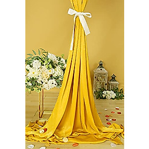 Cytdkve 2 Panels 4.8 Feet x 10 Feet Gold Velvet-Like Wedding Backdrop Curtain Drapes, Silky Soft Window Curtains Panels for Wedding Ceremony Birthday Party Decorations