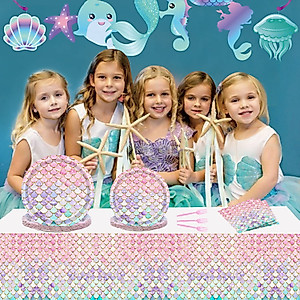 96 Pcs Mermaid Birthday Party Supplies Plates and Napkins Set for 24 Guests, Little Mermaid Party Decorations Ocean under the Sea Party Tableware Plate, Fork, Napkins for Princess Girls Baby Shower