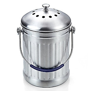 Cook N Home 1 Gallon Stainless Steel Kitchen Compost Bin with Charcoal Filter