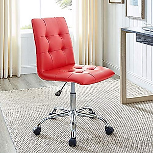 Modway Prim Ribbed Armless Mid Back Swivel Conference Office Chair In Red