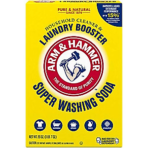 Arm & Hammer 33200-01001 Powder Laundry Detergent, Crisp Clean, 18lb Pail & Super Washing Soda Detergent Booster & Household Cleaner, 55oz.