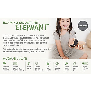 Anamalz Elephant Wooden Animal Toy for Toddlers, Fun and Posable Elephant for Early Learning, Montessori, and STEM, Smooth Natural Wood, Boys and Girls