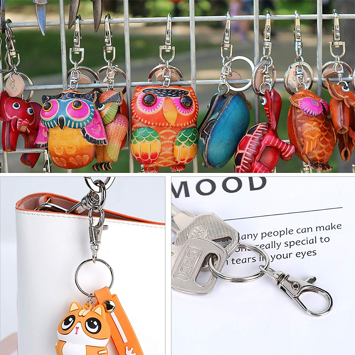 100PCS Swivel Snap Hooks with Key Rings, Premium Metal Swivel Lobster Claw Clasps Assorted Sizes (Large, Medium, Small) for Keychain Clip Lanyard, Jewelry Making, Crafts, Silver