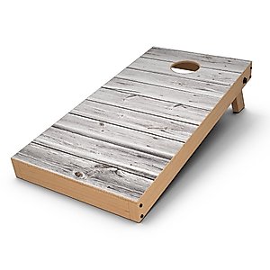 Design Skinz Wood Skin Set for Cornhole (Skin Only) - Aged White Wood Planks