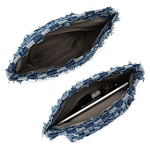 Denim Hobo Bag For Women Canvas Shoulder Tote Bag(Blue)