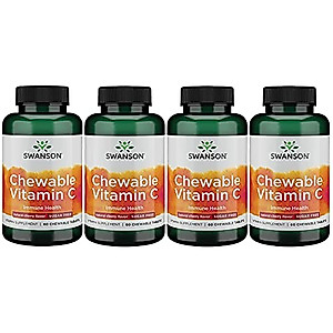 Swanson Sugar-Free Chewable Vitamin C Cherry 60 Chwbls (4 Pack)