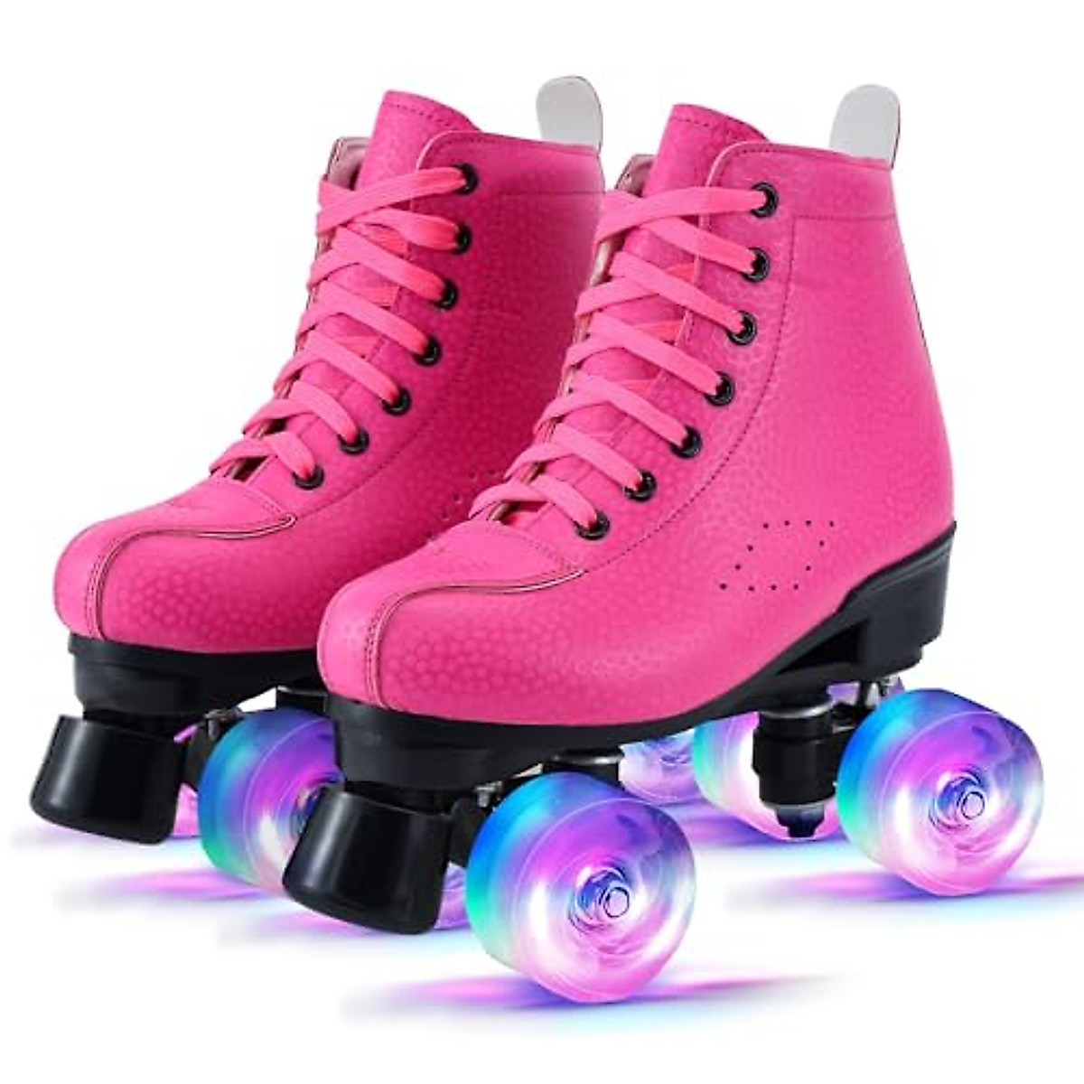 kelodo Roller Skates for Women&Girls, Boys&Men PU Leather High-top Classic Double-Row Design Roller Skates Boot, 4 Shiny Wheels Adult Quad-Skates Indoor/Outdoor Roller Skates for Unisex Beginner