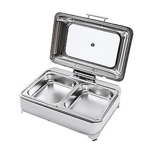Xuthusman 400W Food Warmers for Parties Buffets Electric, Stainless Steel Buffet Server and Warming Tray, 9L, Chafing Dish Buffet Set - Adjustable Temperature + Hot Plate 1/2