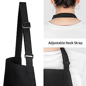 Viedouce 2 Packs Aprons Cotton,Cooking Kitchen Aprons,Adjustable Chef Apron with Pockets for Men Women,Black Aprons for Restaurant Garden Artist Garden BBQ,School,House