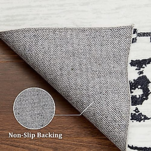 ROYHOME Large Modern Geometric Area Rug Waterproof Stain Resistant Bohemian Carpet Machine Washable Farmhouse Area Rug for Living Room Bedroom Dining Room, 6' x 9' Black/White