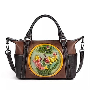 ZLXDP Hand-Embossed Handbag Women's Bag Retro Versatile Large-Capacity -Shoulder Messenger Bag (Color : Black, Size