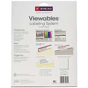Smead 64915 Viewables Color Labeling System Label Pack Refill 3 1/2 Inch White 160/Pack