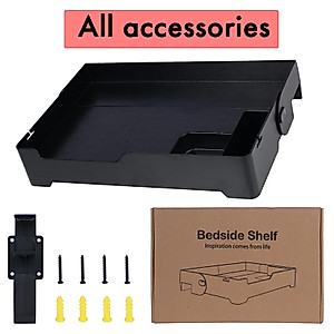 YONGJIA Foldable Bedside Shelf, bunk Bed Tray for top bunk, College, Dorm, Bedroom, Kids bunk Bed, Foldable nightstand for Book, iPhone, Kindle, Water Cup (Black)