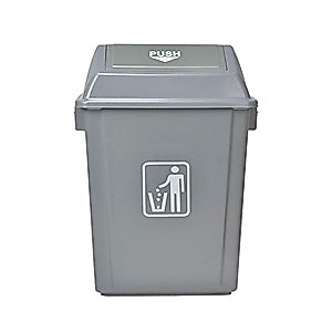 NYKK Wastebasket 23 Litre / 6 Gallon Swing Cover Trash Can (Gray) Waste Container (Capacity : 23L)