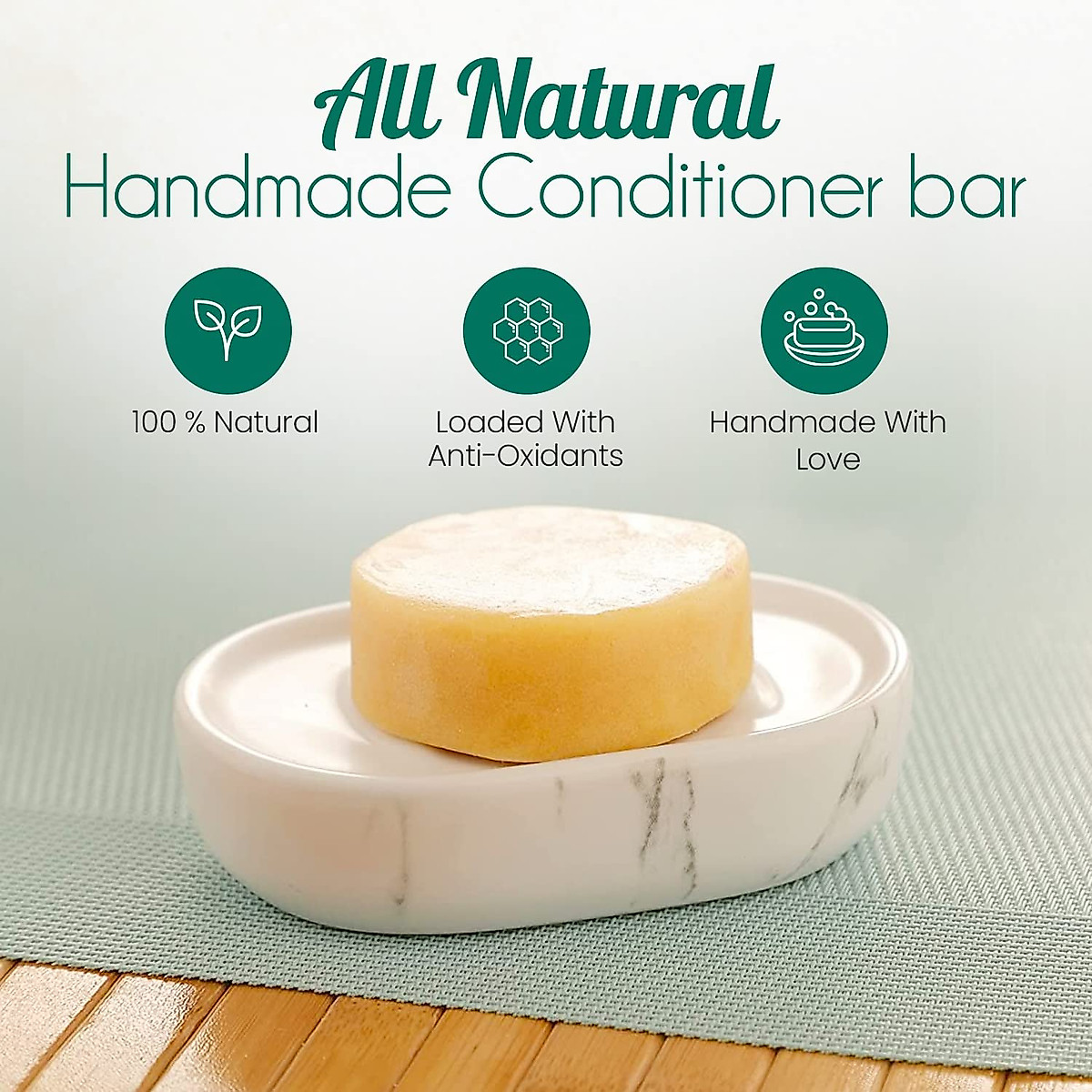 BeNat All-Natural Shampoo & Conditioner Bars Bundle Bergamot for all-Hair Types Nourishes Your Follicles with Antioxidants to Support Healthy Hair Plastic-Free