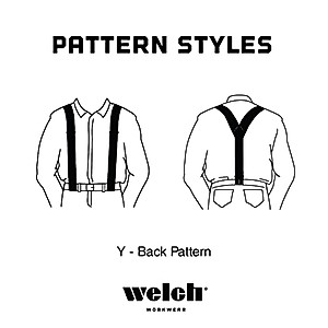 Welch, WK-3854Y-LEF-BLK, Tuff Stuff Work Suspenders for Men and Women - Button on Pants, Heavy Duty 2" wide Elastic, Adjustable Strap, for Jeans, Pants, and Trousers, Size Medium, Black