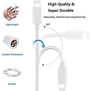 2 Pack Aux Cord for iPhone, 3.3ft [Apple MFi Certified] Lightning to 3.5 mm Headphone Jack Adapter Male Aux Stereo Audio Cable for Car Compatible with iPhone 13/12/11/XS/XR/X/8/7/iPad/iPod, White