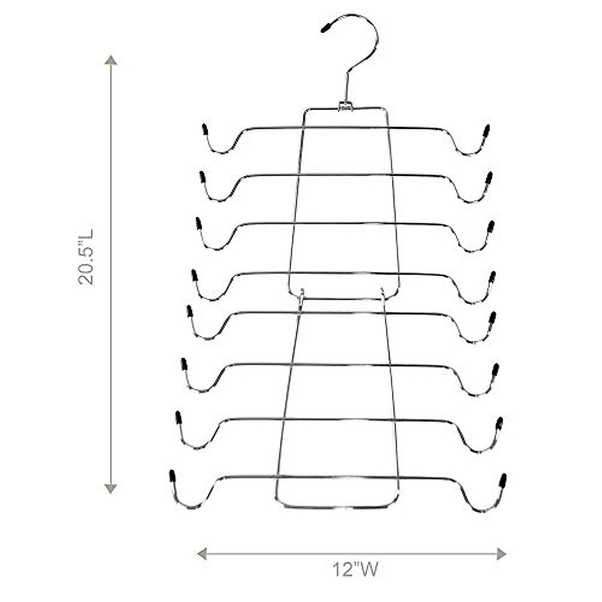 Home-X Space-Saving Bra Hanger Organizer for Closet, Polished Chrome Hanging Bra or Camisole Storage Rack, Storage Solutions for Small Spaces, Set of 2, 20 ½” L x 12" W