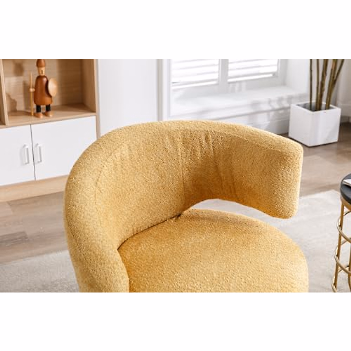 i-POOK 360 Degree Swivel Accent Chair, Upholstered Round Armchairs with 21.65" Deep Seat, Comfy Barrel Chair Club Chair for Living Room, Reading Room, Yellow