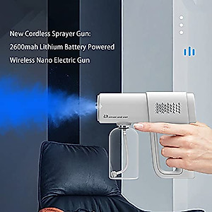 Handheld Steam Fogger Sprayer Gun Spray Machine Nano Electric Sanitizing Atomizer, Light Portable Cordless Intelligent Rechargeable Sterilizek For Home,Office,School,Garden, Indoor And Outdoor (White)