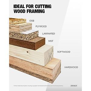 CRALY 6-1/2 Inch 24 Teeth Wood Cutting Framing Circular Saw Blade, 5/8 Inch Arbor, Carbide Tipped, Thin Kerf, Black Ice Coating, for Plywood, MDF, OSB, Laminated(C0624FR)