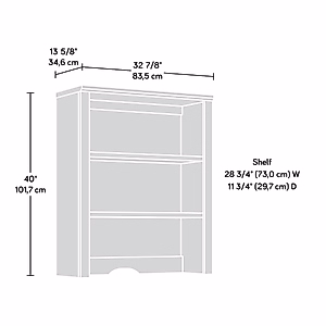 Sauder Hammond Library Hutch, L: 32.87" x W: 13.62" x H: 40.04", Emery Oak Finish